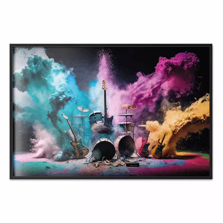 Poster Exploding Instruments - Rock Scene With Drums and Guitars - bimago