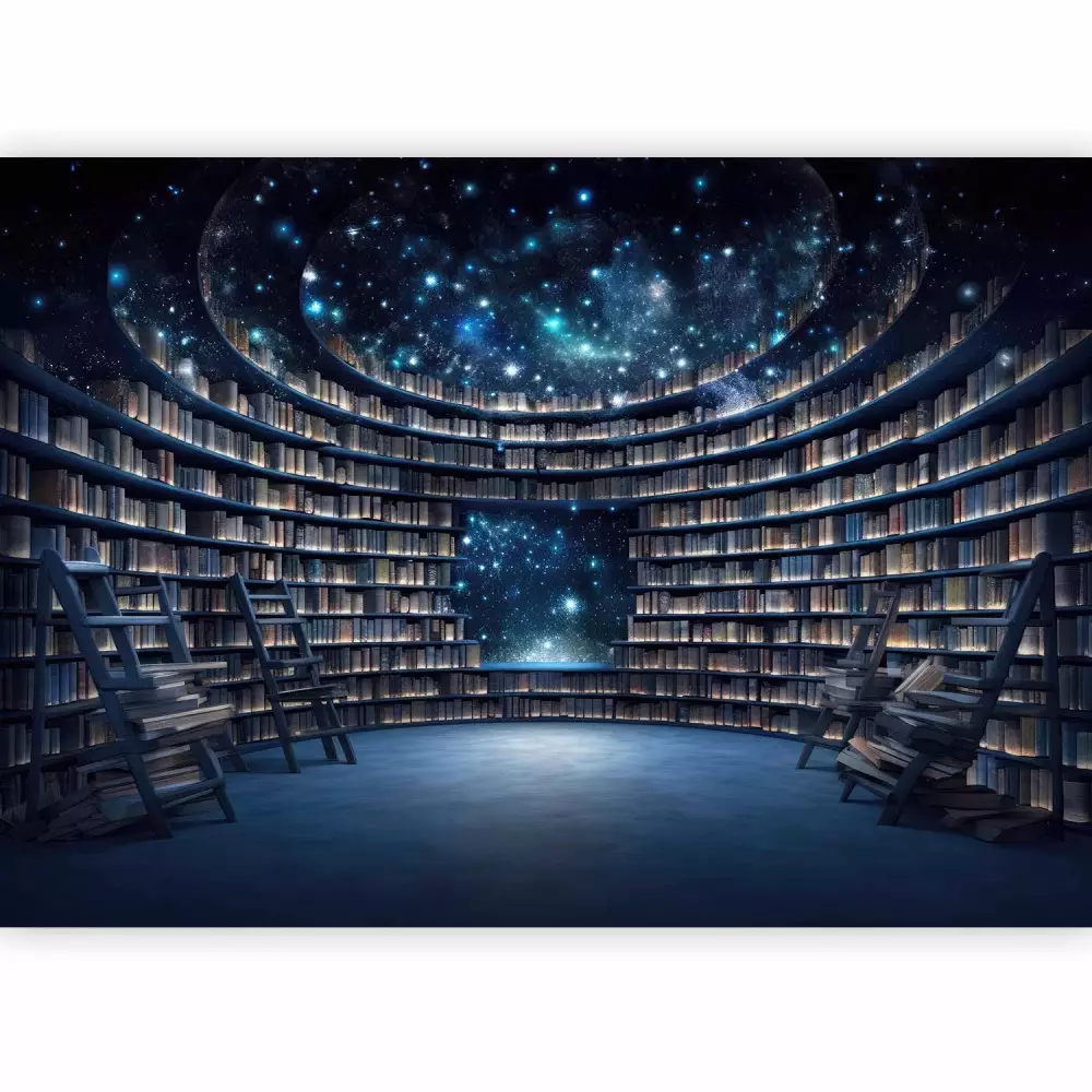 Photo Wallpaper Books and Stars - A Library in Outer Space With a ...