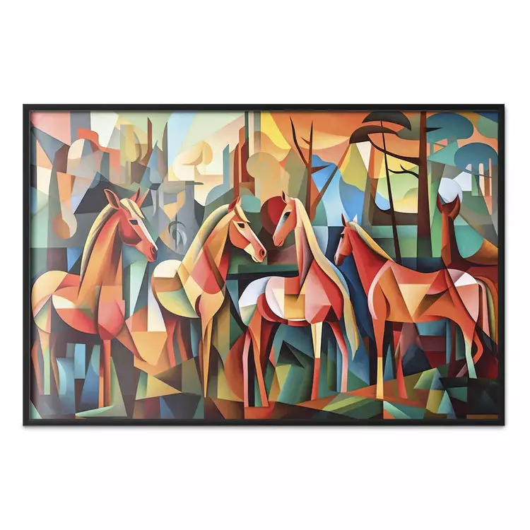 Poster Cubist Horses - Geometric Composition Generated by AI - bimago