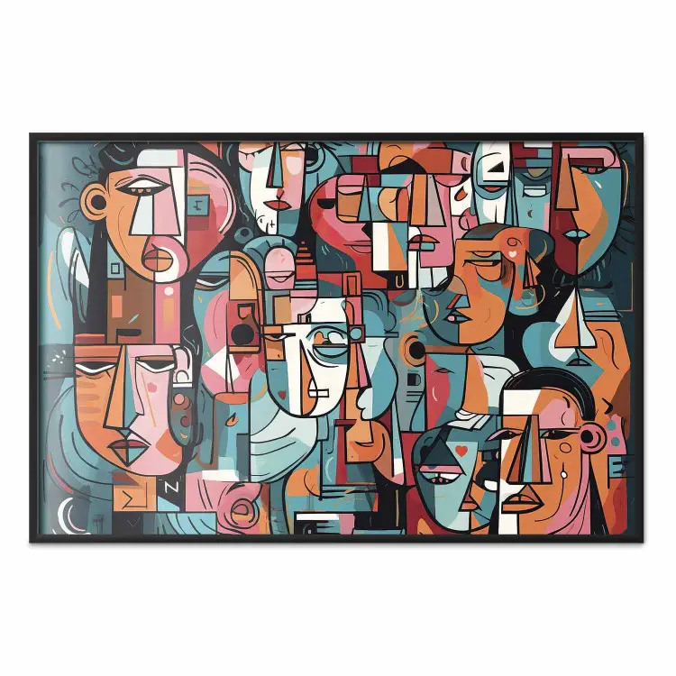 Wall Poster Cubist Faces - Composition Created by Artificial ...