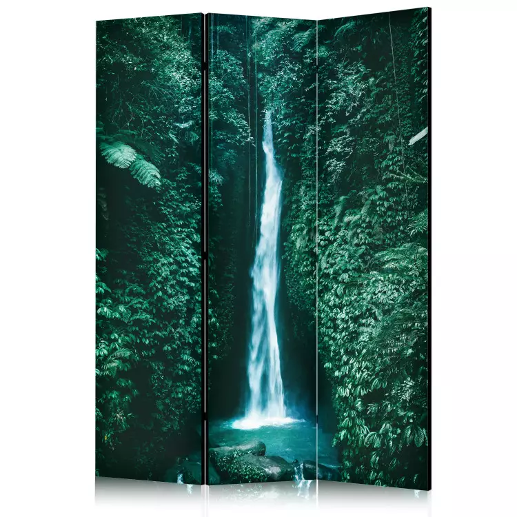 Room Divider Screen Tropical Waterfall - Landscape in Dark Green [Room ...