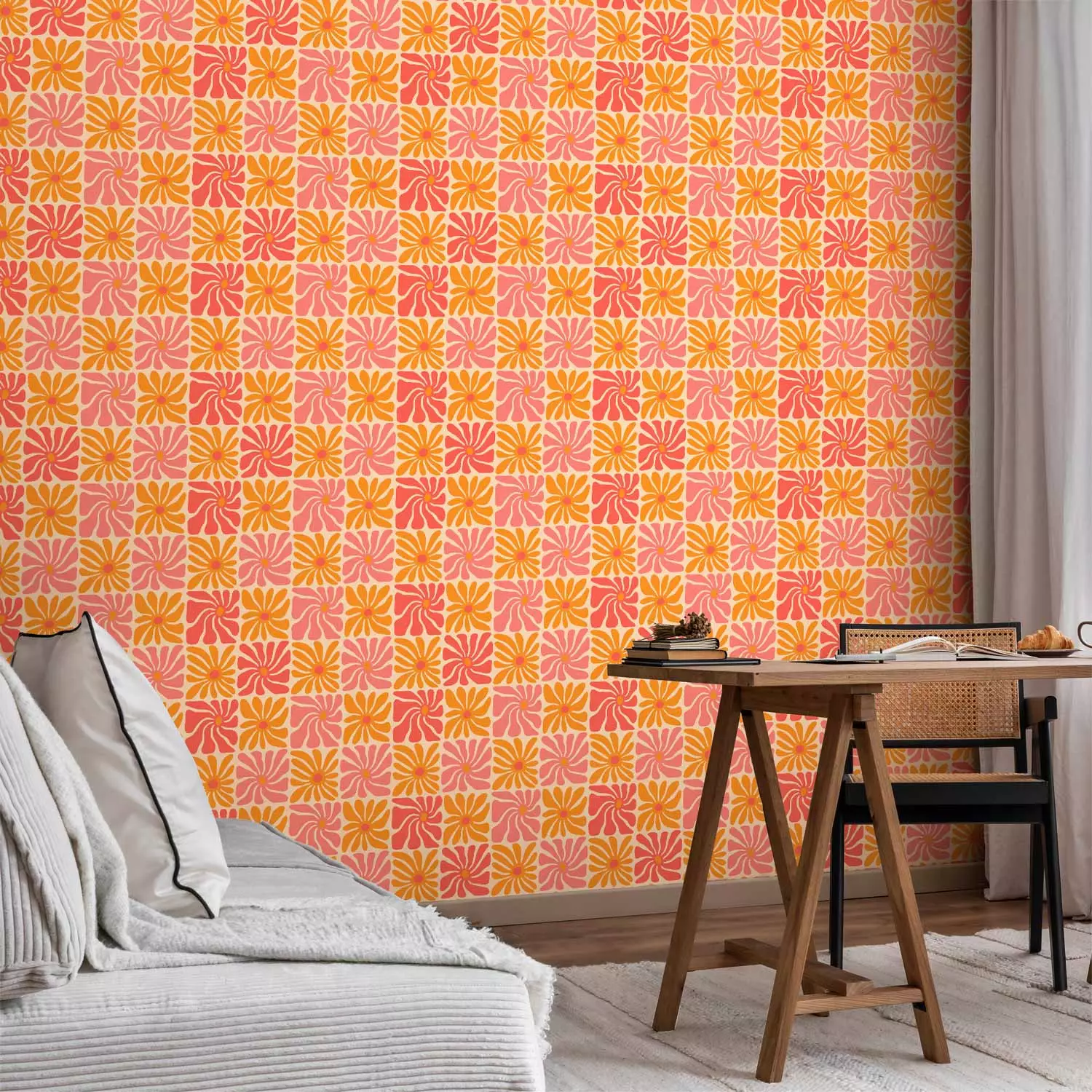 orange patterned wallpaper uk
