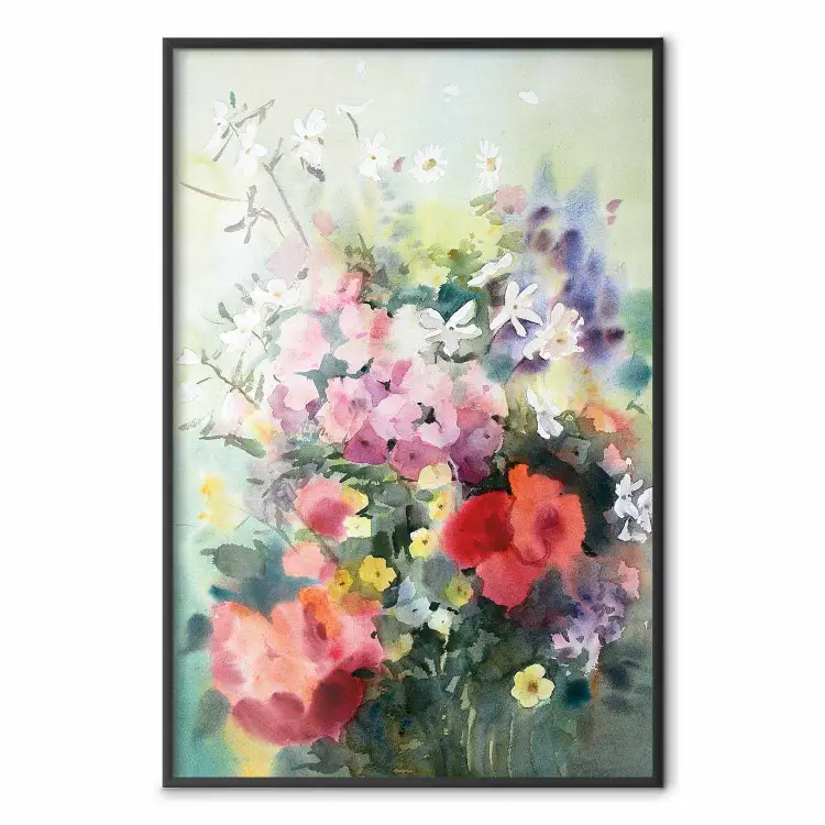 Poster Spring Bouquet - watercolor depicting colorful flowers - bimago