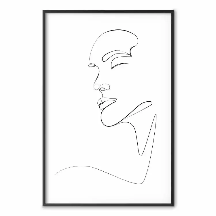 Poster Delicate Face - simple sketch of female profile in one-line ...