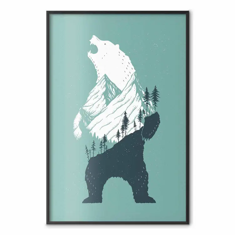 Wall Poster Forest Giant - graphic depiction of a bear with natural ...