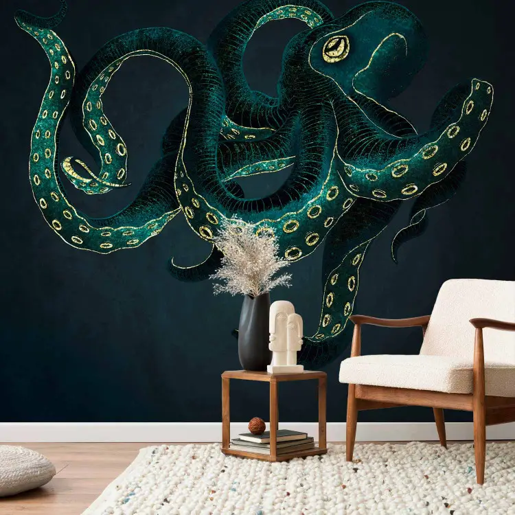 Wall Mural Dark Octopus - Illustration of a Mysterious Deep Sea ...