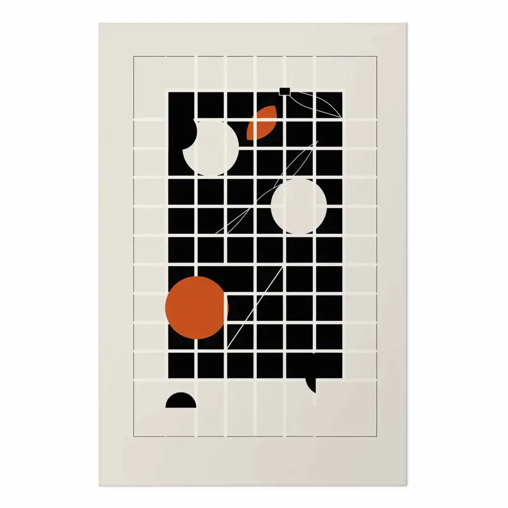 Poster Inspired by Bauhaus - grid of geometric forms with contrasting ...