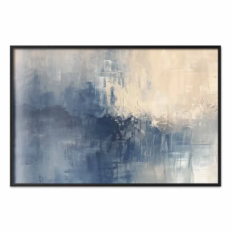 Poster Blue Transitions – geometric shading in a cold color palette ...