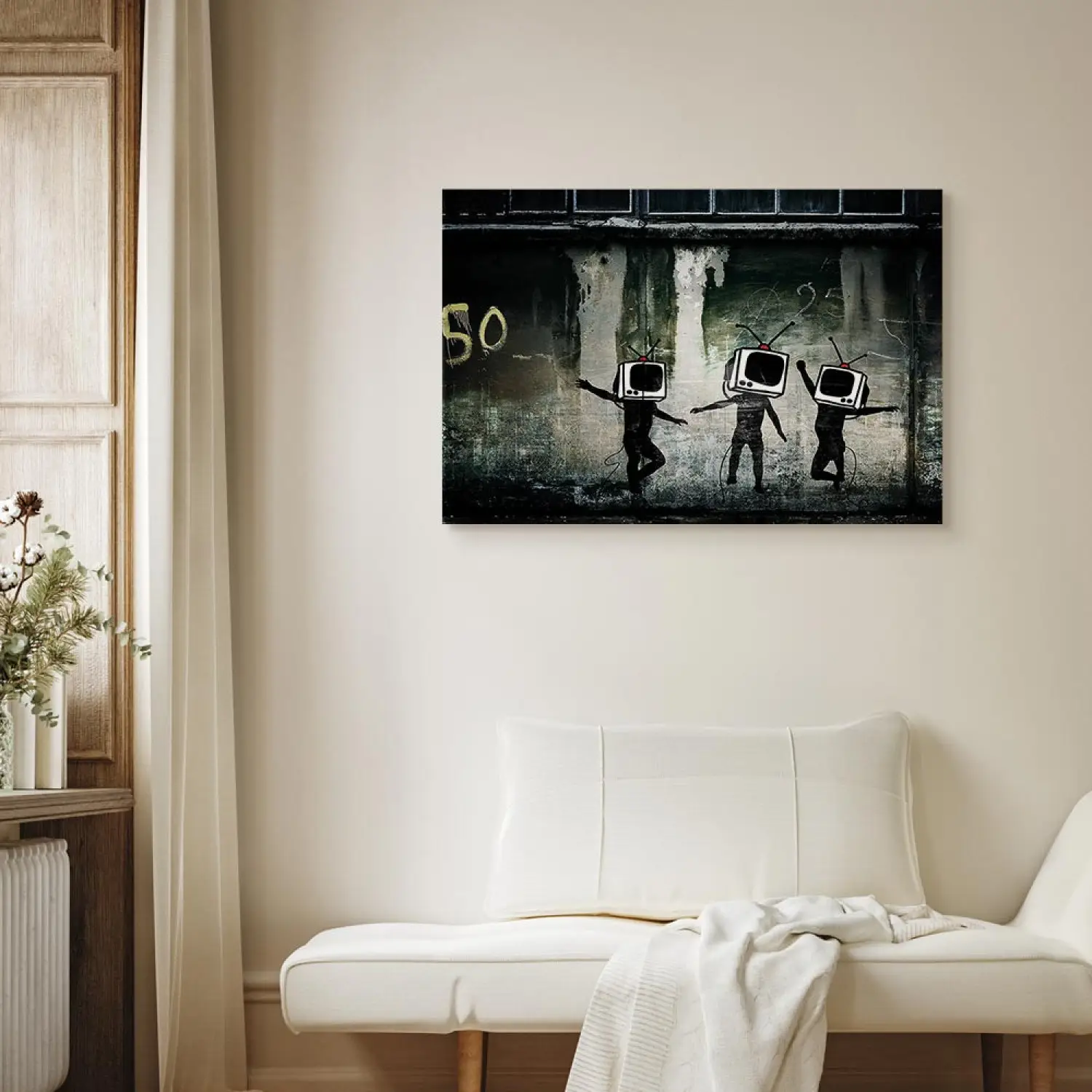 Tv Hoofden Banksy BANKSY TV HEAD GRAFFITI HIGH QUALITY PHOTO PRINT