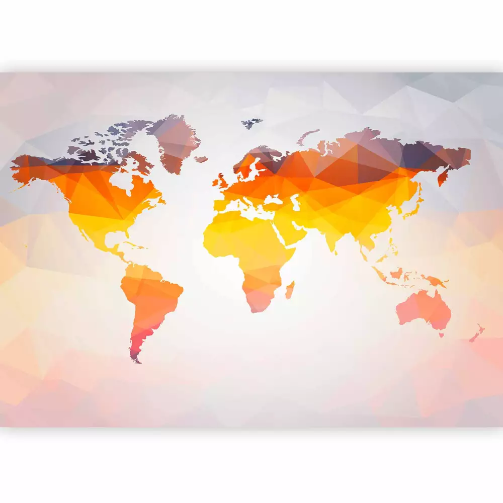 Wall Mural Geographic Abstraction - World Map in Colorful Geometric ...