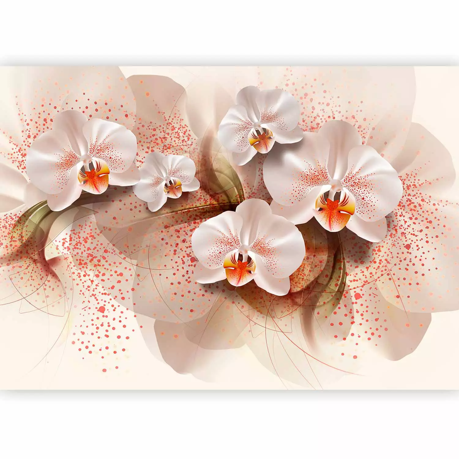 Wall Mural Beauty of Plants Beautiful White Orchid Flowers with Leaf Patterns bimago