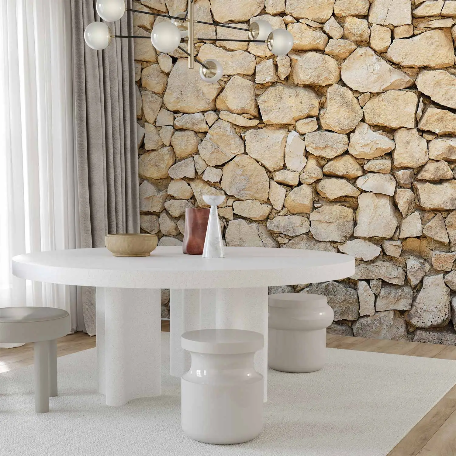 Round Stone Wall Design Grey Or Gray Stone Wall With Natural Texture