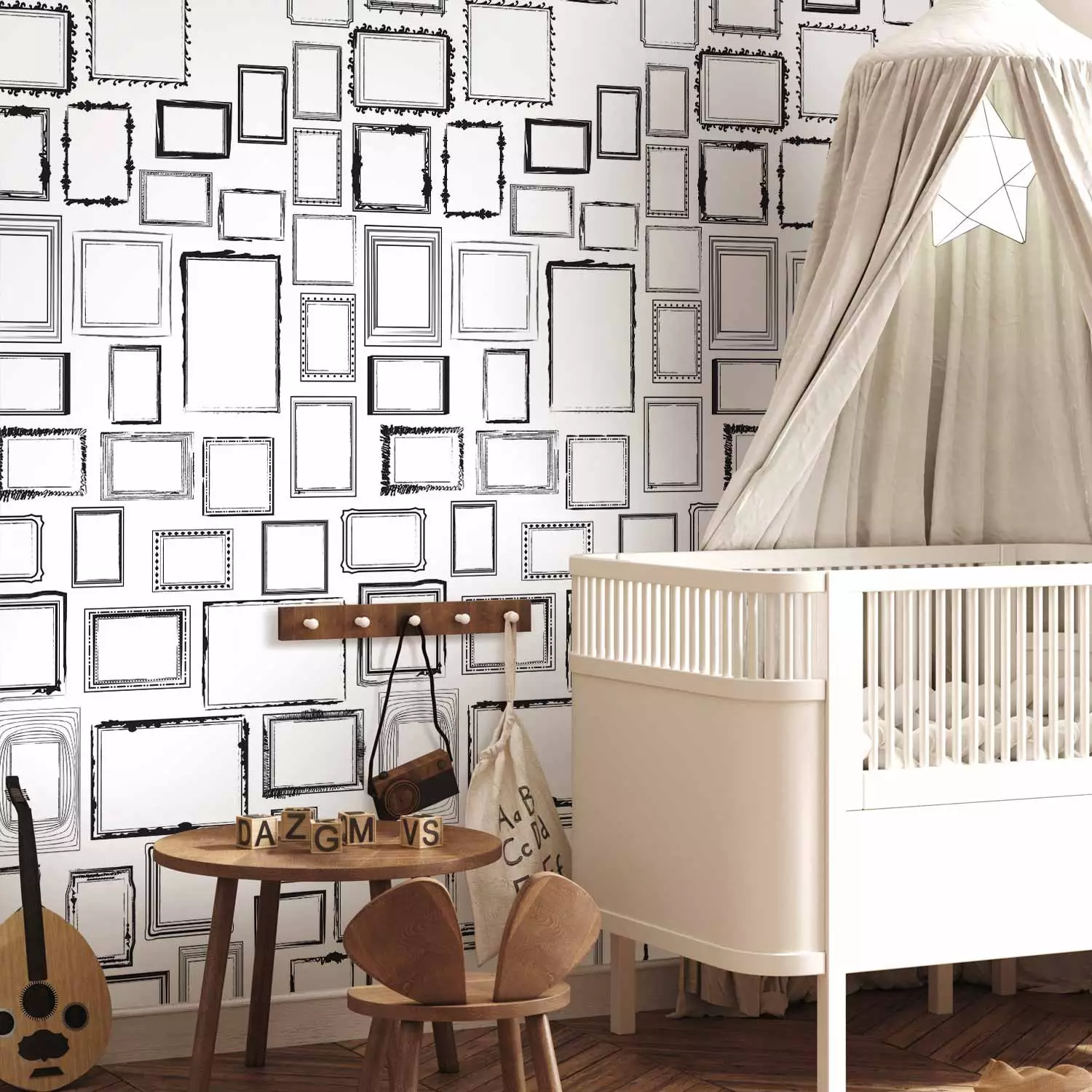 empty frames on wallpaper