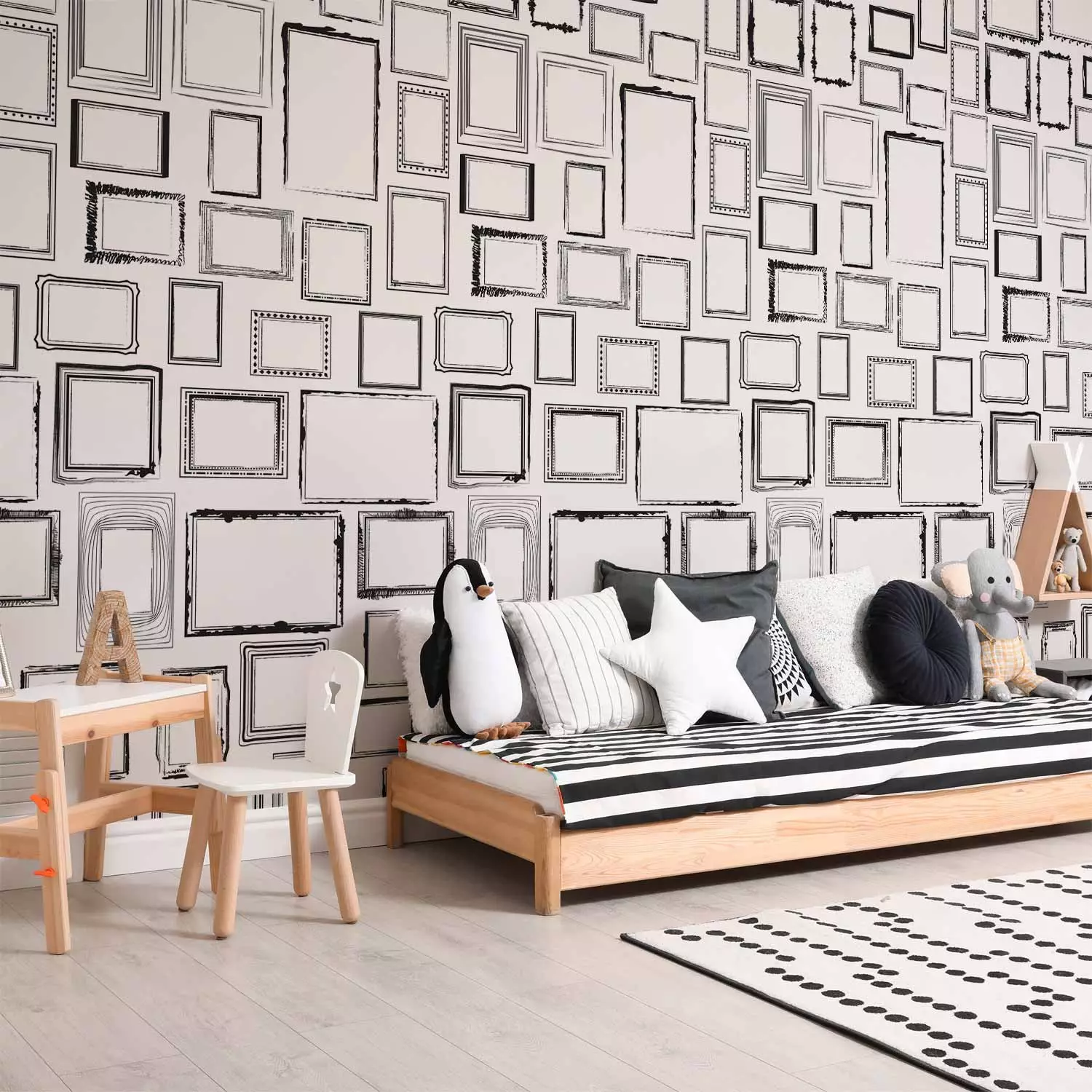 empty frame on wallpaper