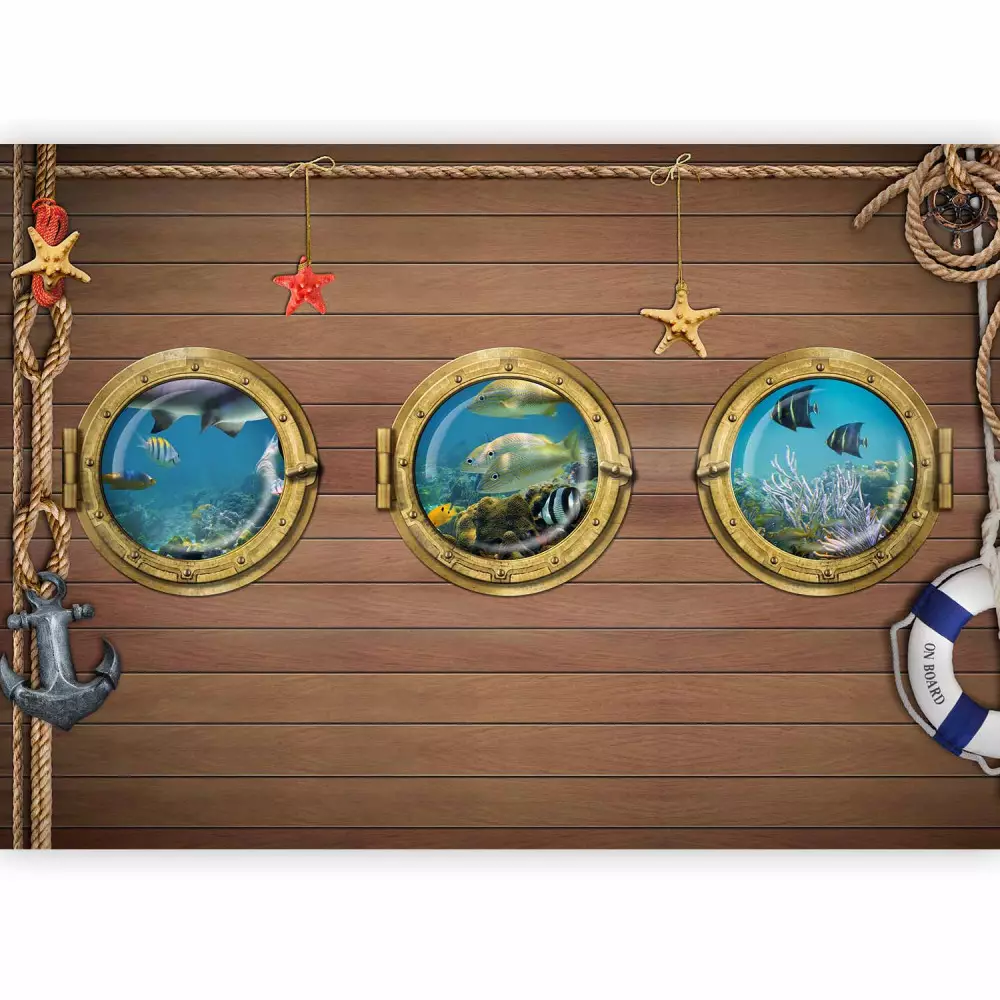 Photo Wallpaper Fish by the Bow - Illusion of a view of marine animals ...