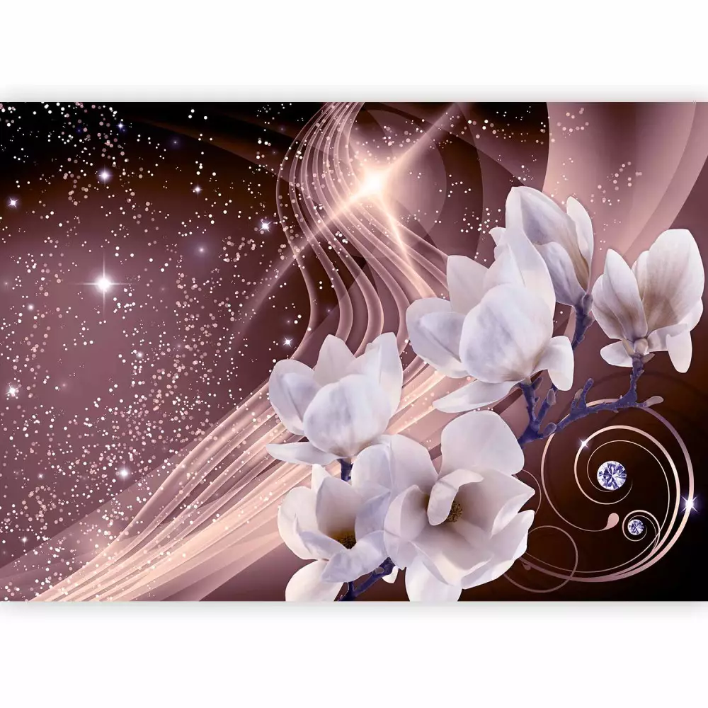 Photo Wallpaper Dust - orchid blossoms on a background in shades of pink and with a sparkle ...