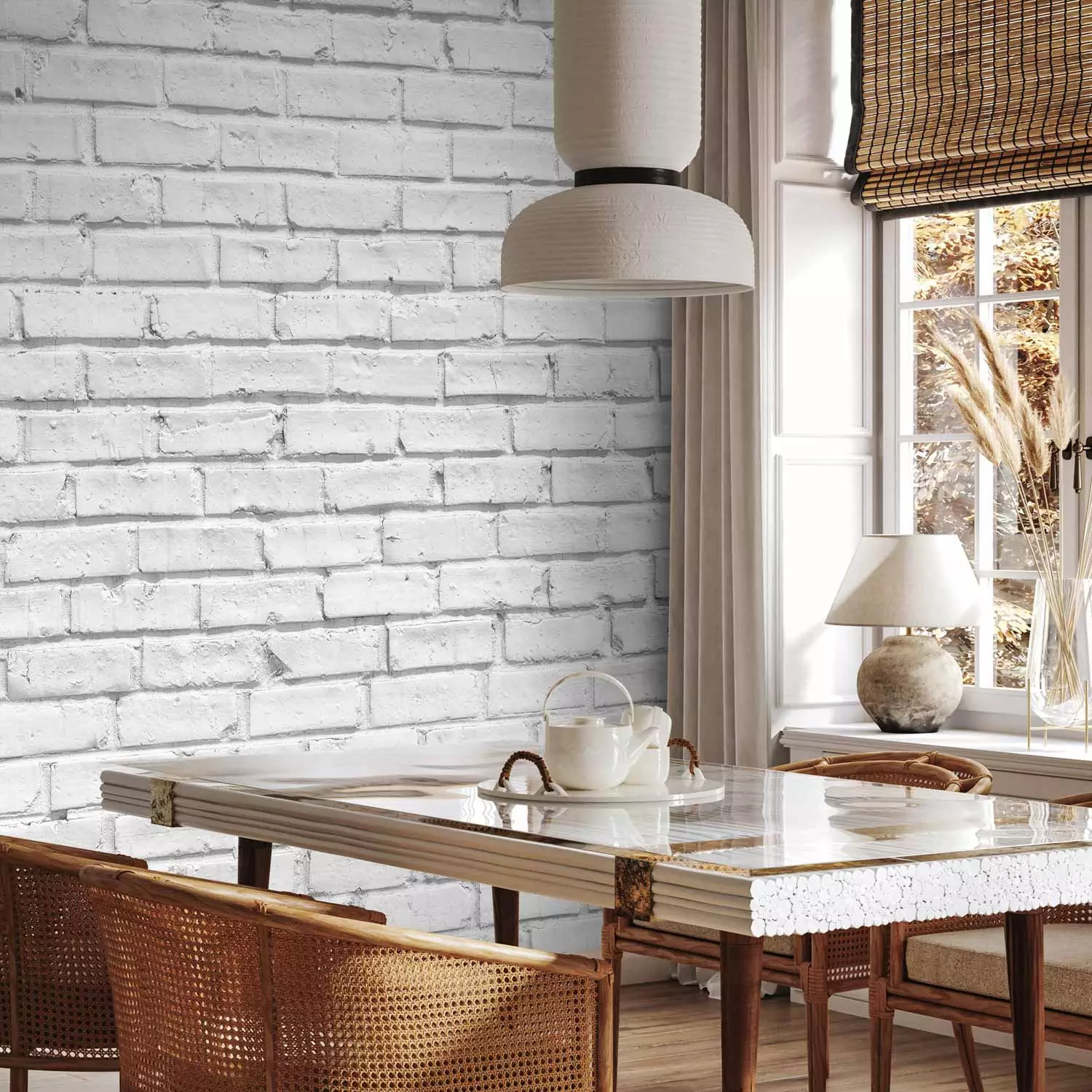 white brick background