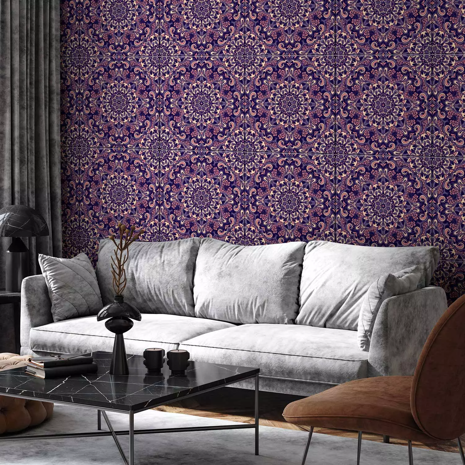 purple patterned wallpaper uk