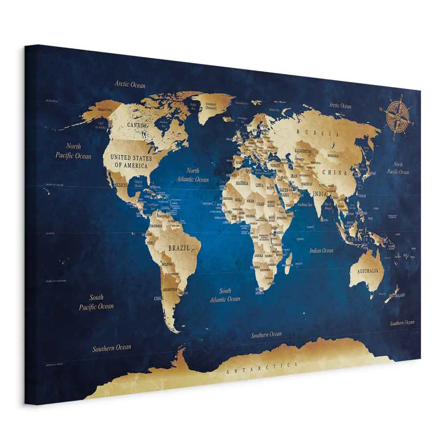 Blue World Map Canvas Hanging Canvas World Maps – PAPER PLANE