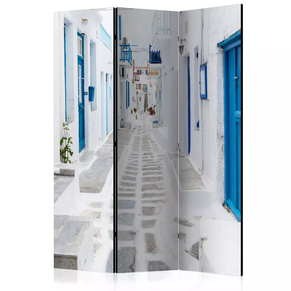 Room Divider Screen Greek Dream Island - stone architecture with blue ...