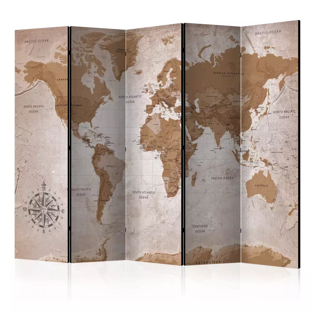 Room Divider Oriental Journeys - oriental world map with brown ...