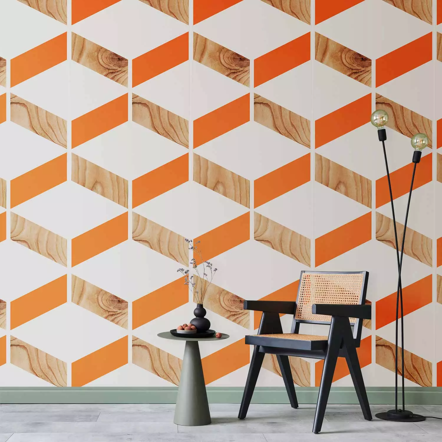 orange patterned wallpaper uk