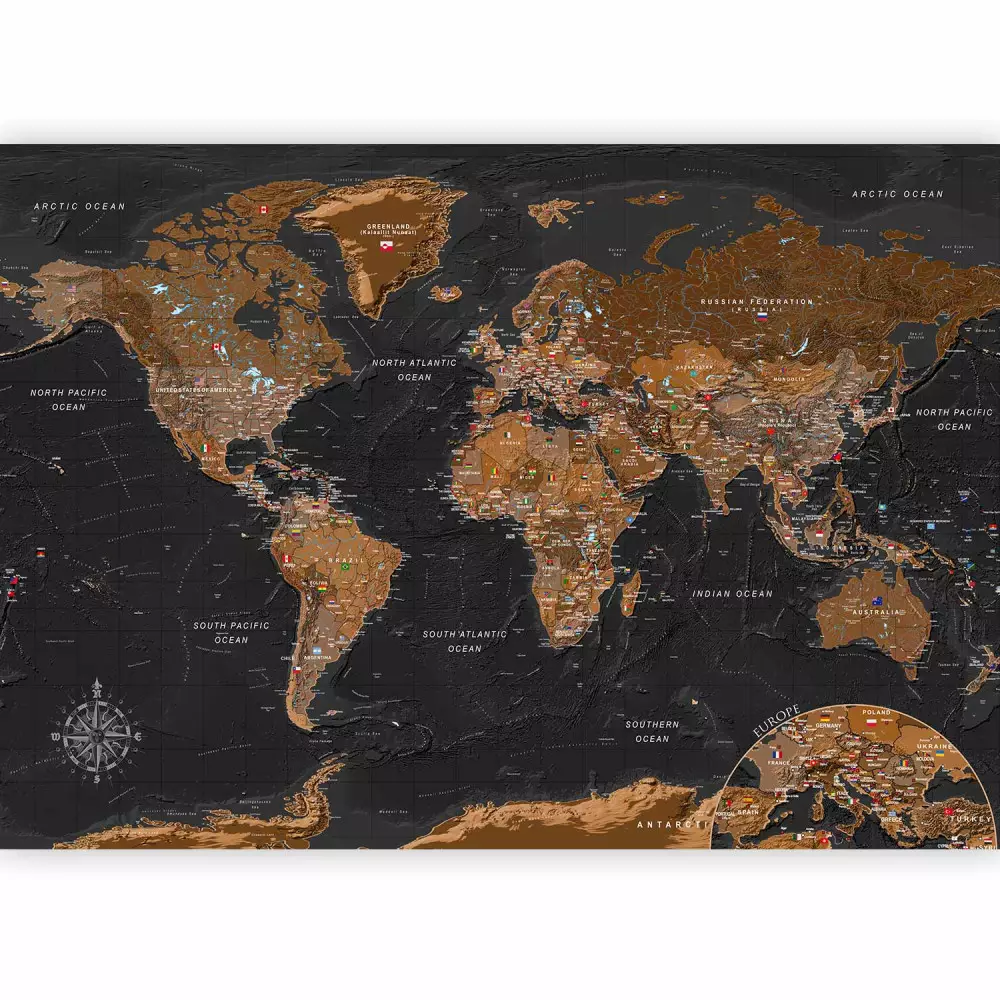 Photo Wallpaper World: Stylish Map - bimago